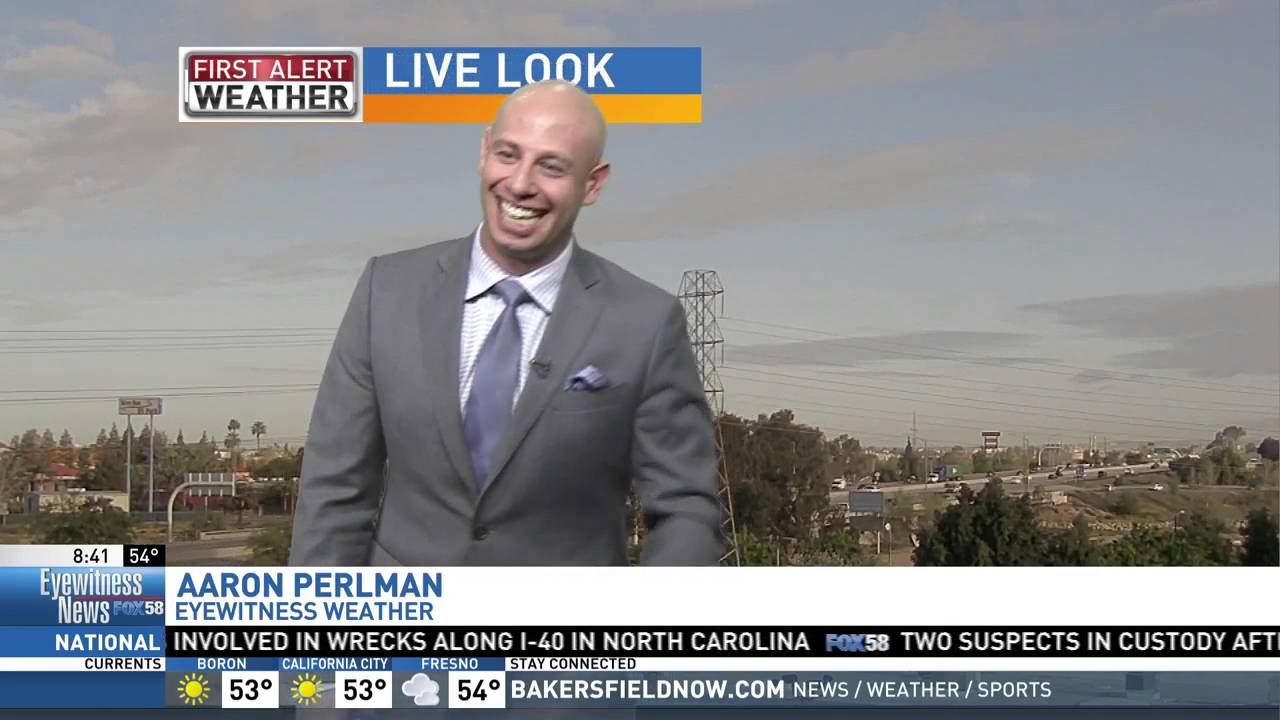 Bird 'attacks' morning forecaster Aaron Perlman - YouTube