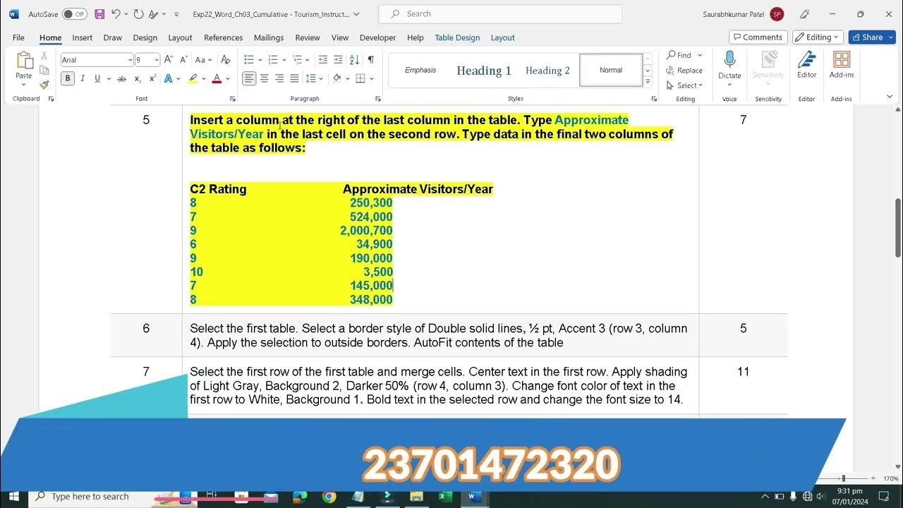 Exp22_Word_Ch03_Cumulative - Tourism | Exp22 Word Ch03 Cumulative - Tourism | Ch03Cumulative ...
