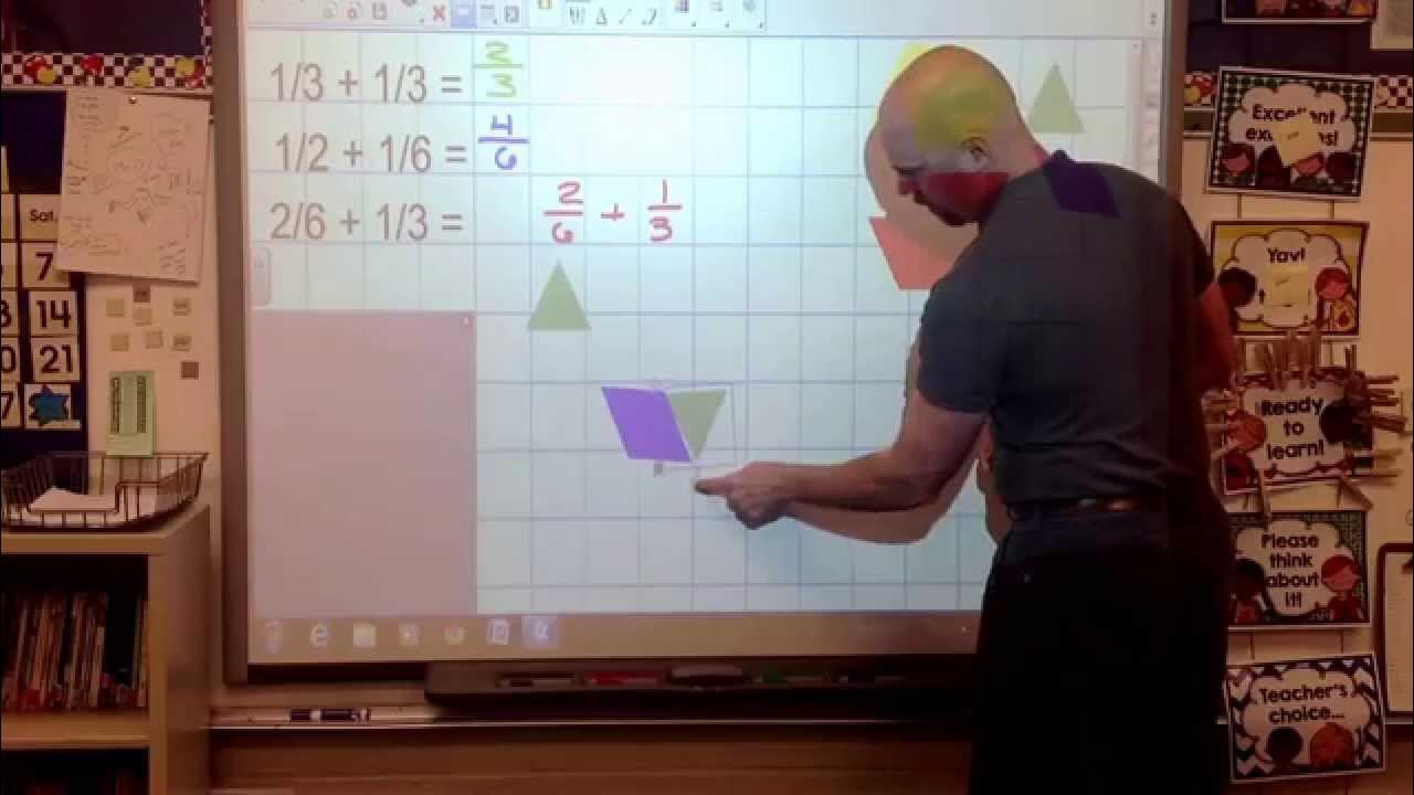 Adding and subtracting fractions using pattern blocks - YouTube