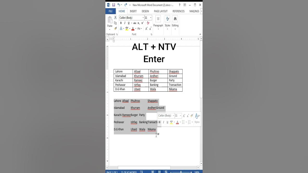 Convert Data Into Table Shortcut To Make Table In Ms Word Ms Word Tips And Tricks Youtube