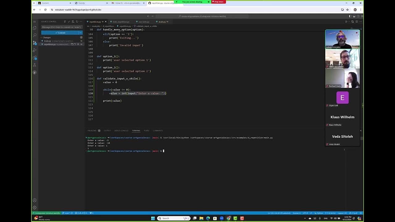 061224 COSC 1336 Python while loop menu - YouTube