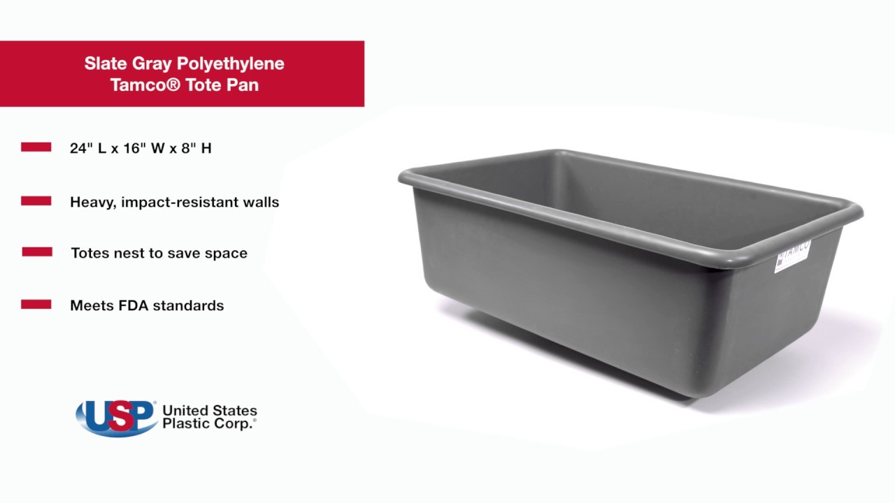 24" L x 16" W x 8" H SLATE GRAY POLYETHYLENE TAMCO® TOTE PAN | U.S ...