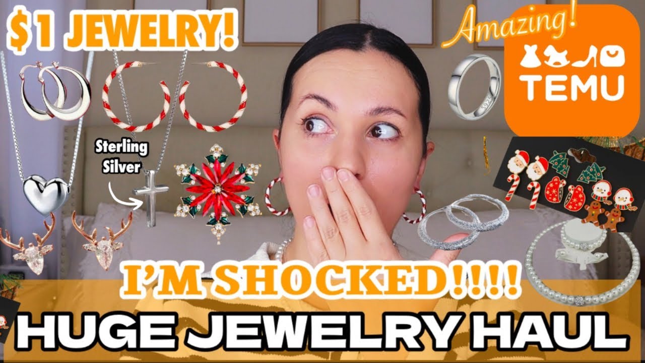HUGE TEMU JEWELRY HAUL + Try On | Brand New $1 Christmas Jewelry Finds ...