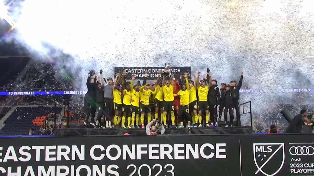 Columbus Crew MLS Eastern Conference Finals Trophy Lift - YouTube
