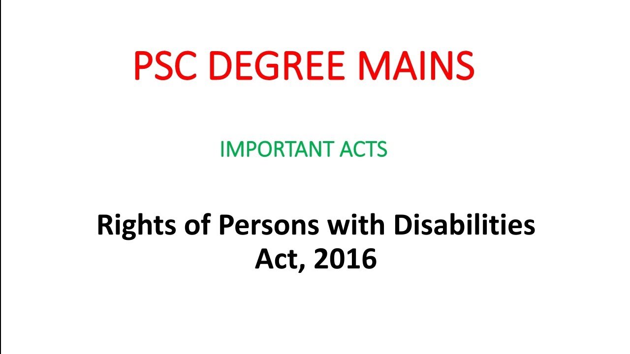 PSC Degree Mains/ Secretariat asst Syllabus/ Rights of Persons with ...