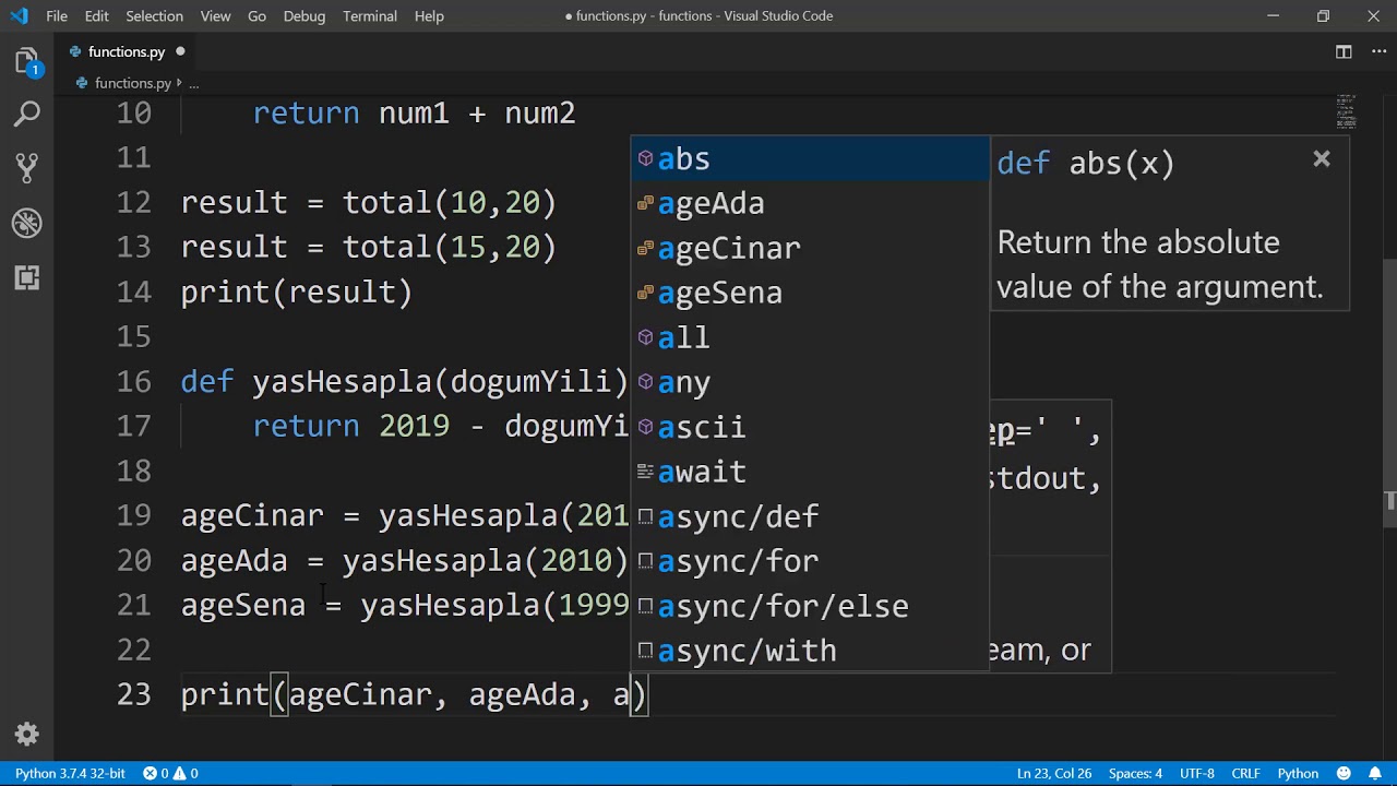 Python - Fonksiyon Kullanımı - YouTube