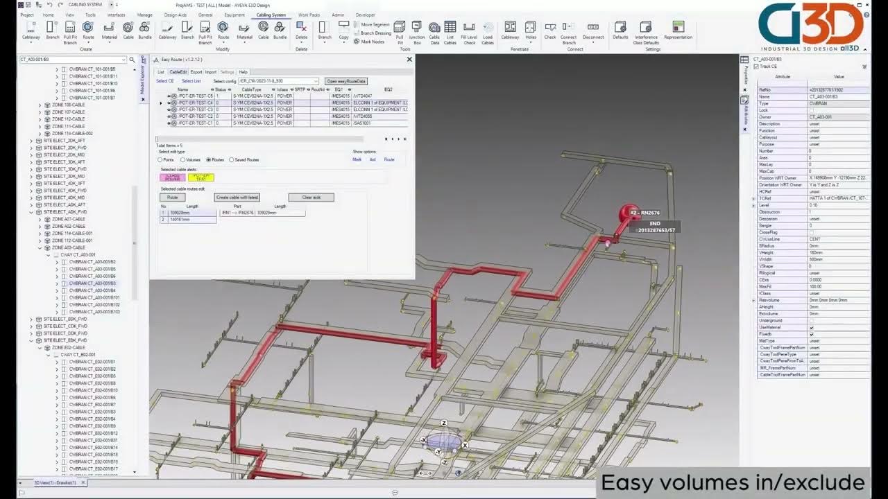 Cable routing in Aveva E3D - YouTube