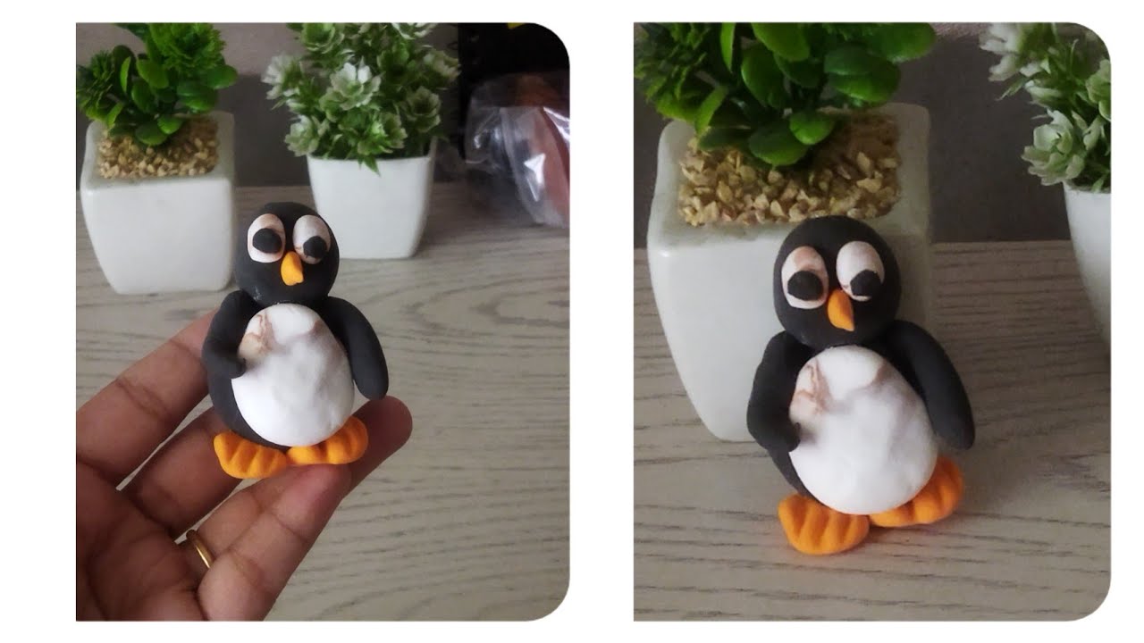 |how to make clay penguins|easy clay miniature ideas - YouTube