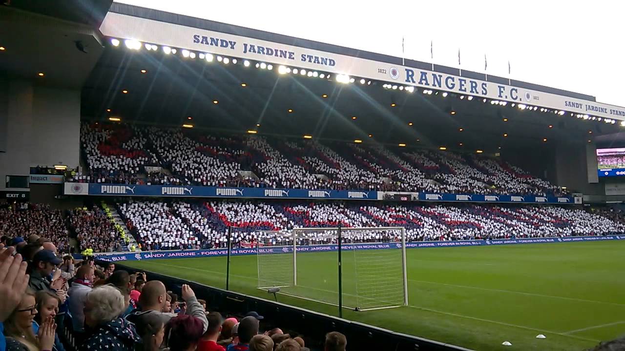 Rangers fc v hearts fc sandy jardine stand display - YouTube