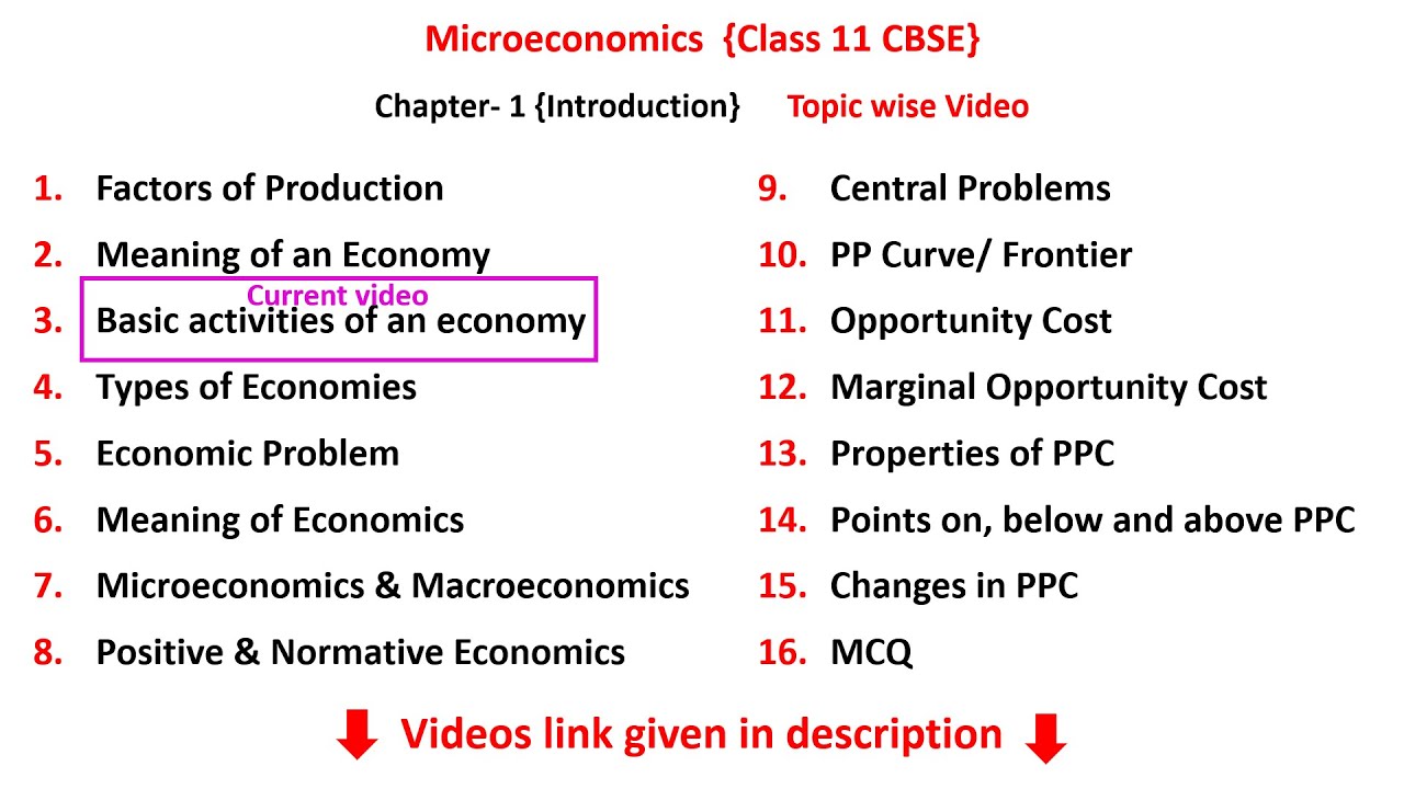 Basic activities of an economy| Microeconomics Class 11 CBSE - YouTube