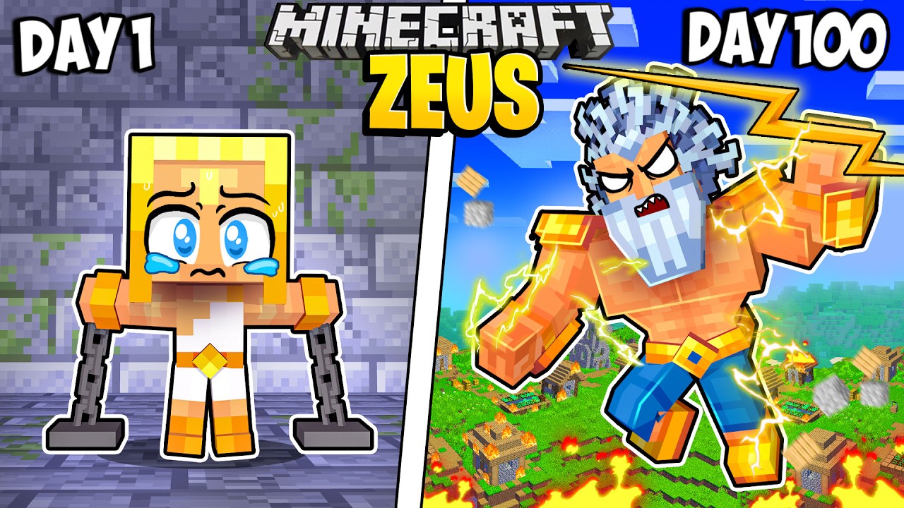I Survived 100 Days as ZEUS in Minecraft - YouTube