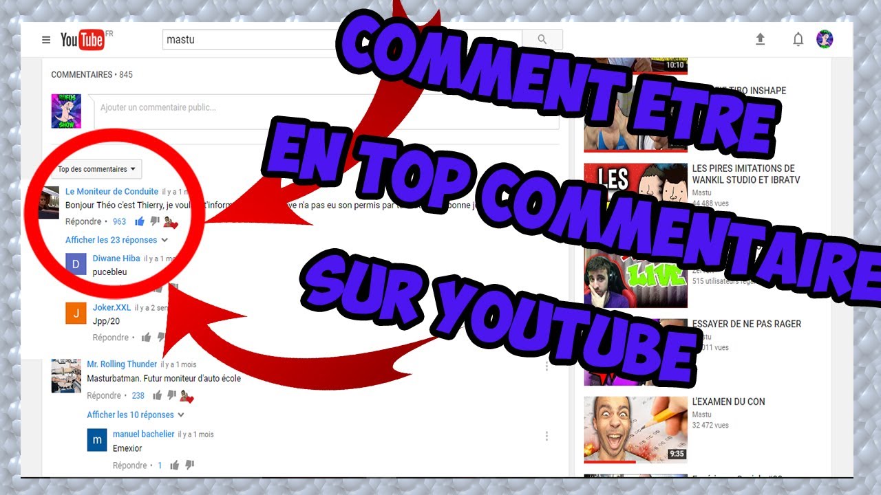 Comment être en TOP COMMENTAIRE sur Youtube facilement. - YouTube
