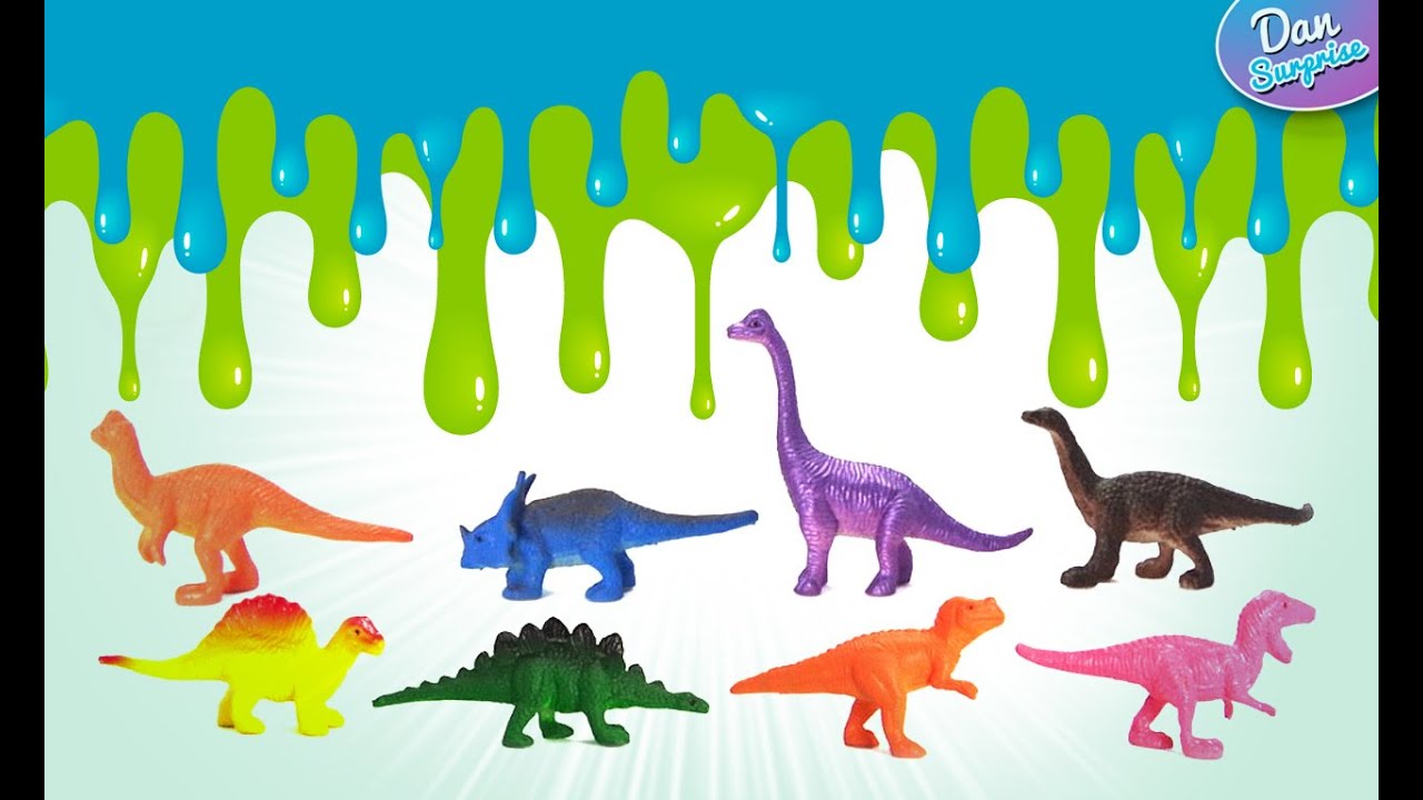 Lots of Dinosaur Eggs with Slime - T-Rex, Brachiosaurus, Spinosaurus ...