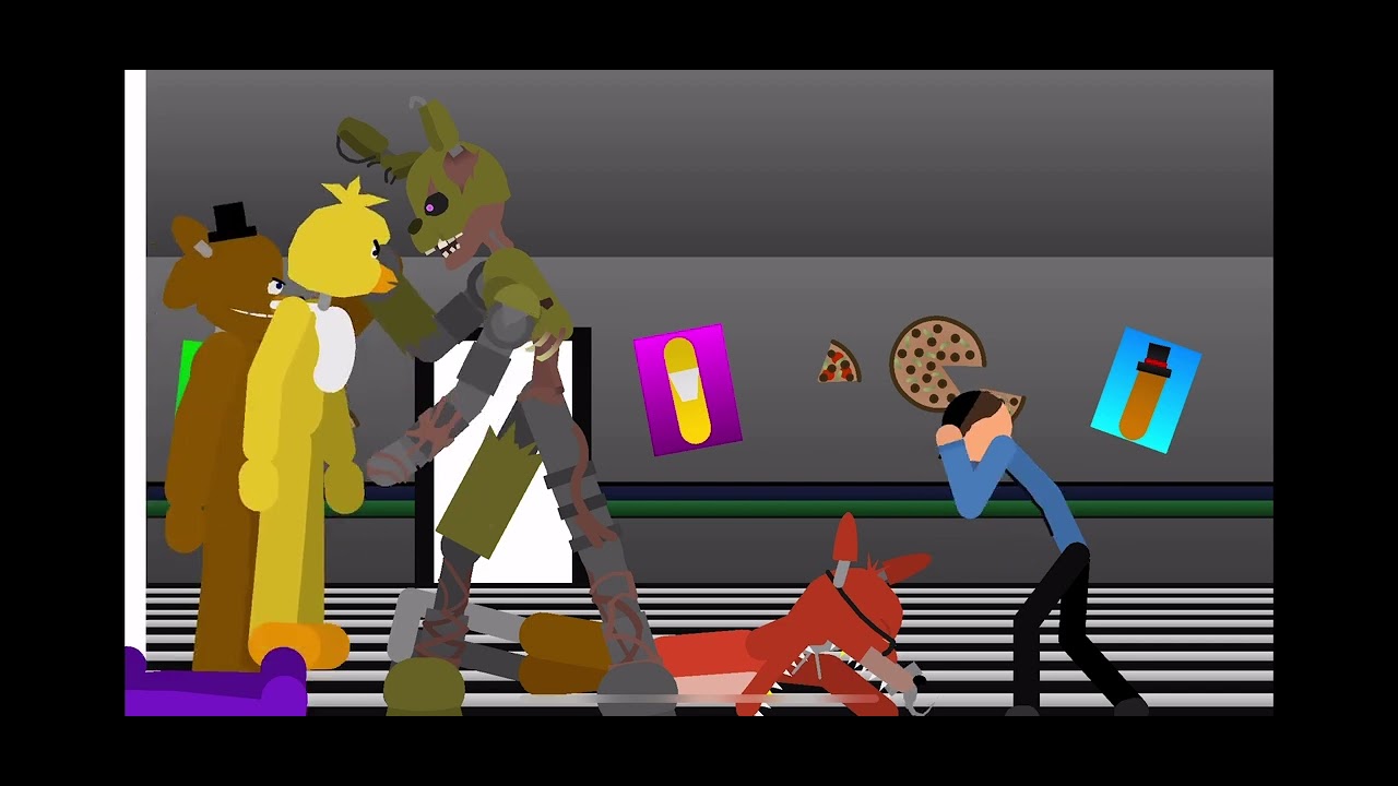 Springtrap vs fnaf 1 anmitronics and night guard part 1 - YouTube