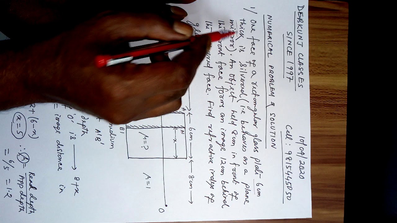 OPTICS Lesson 33: Real depth vs Apparent depth, an important numerical ...