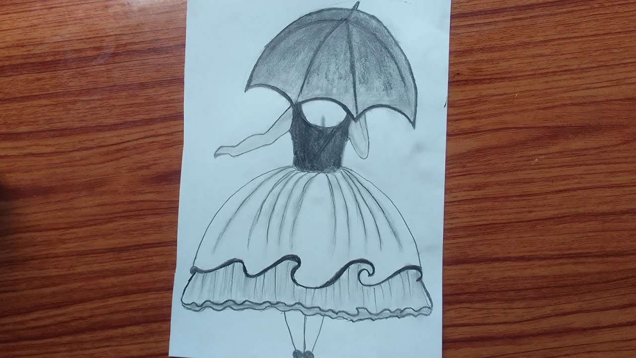How to drow drawing || A girl of drawing and Umbrella Drawing | With ...
