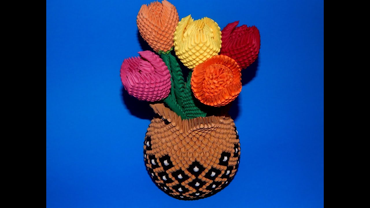 3D origami Vase tutorial part2 - YouTube