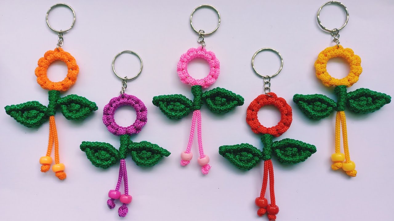 Macrame Keychain FLOWER | Gantungan Kunci BUNGA Dari Tali kur | Macrame SOUVENIR | Macrame ...