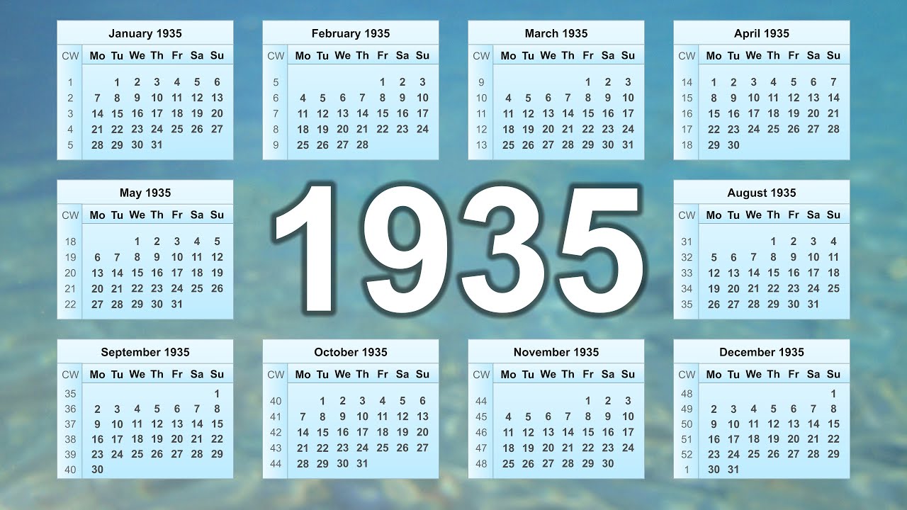 Calendar 1935 - YouTube