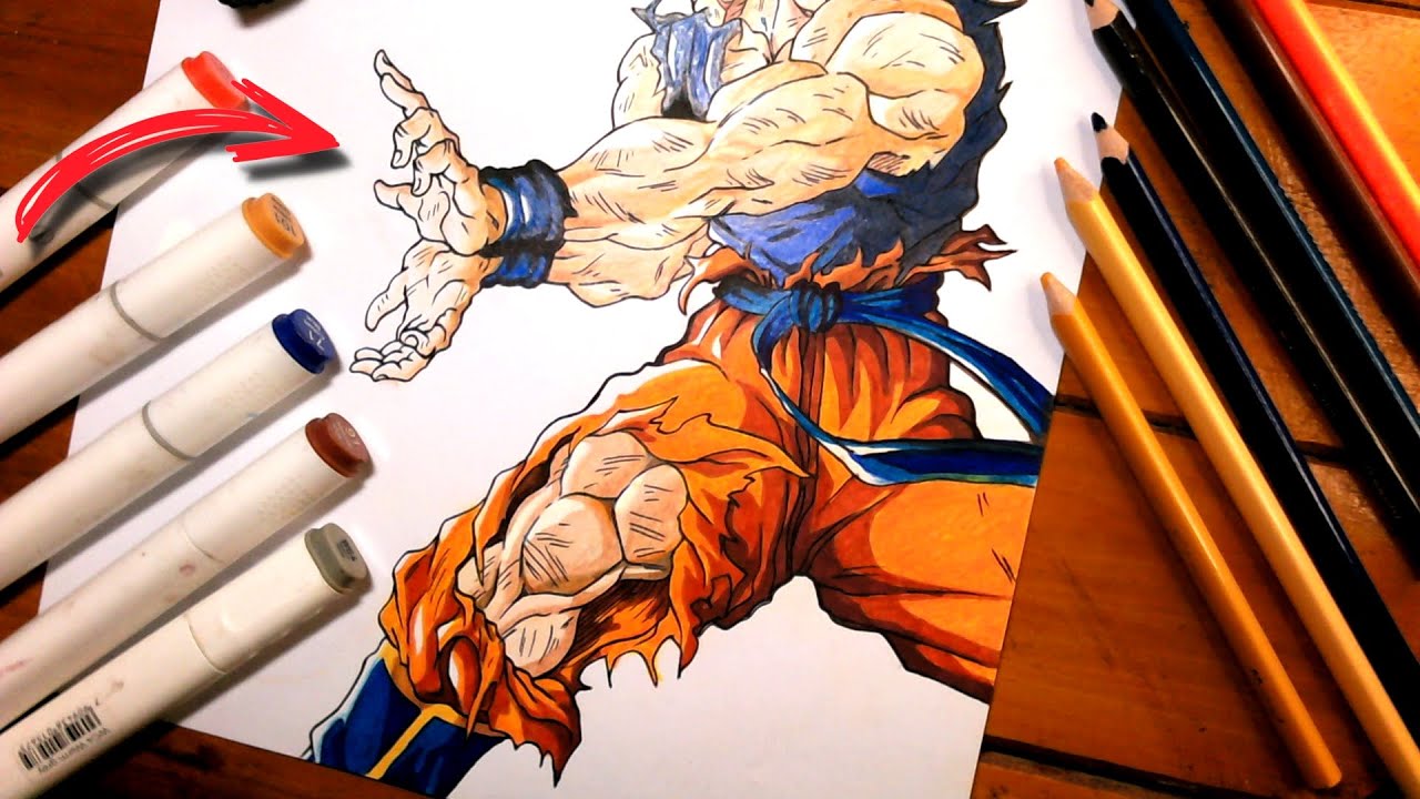 Dibujemos y coloreemos el goku en su forma base - YouTube