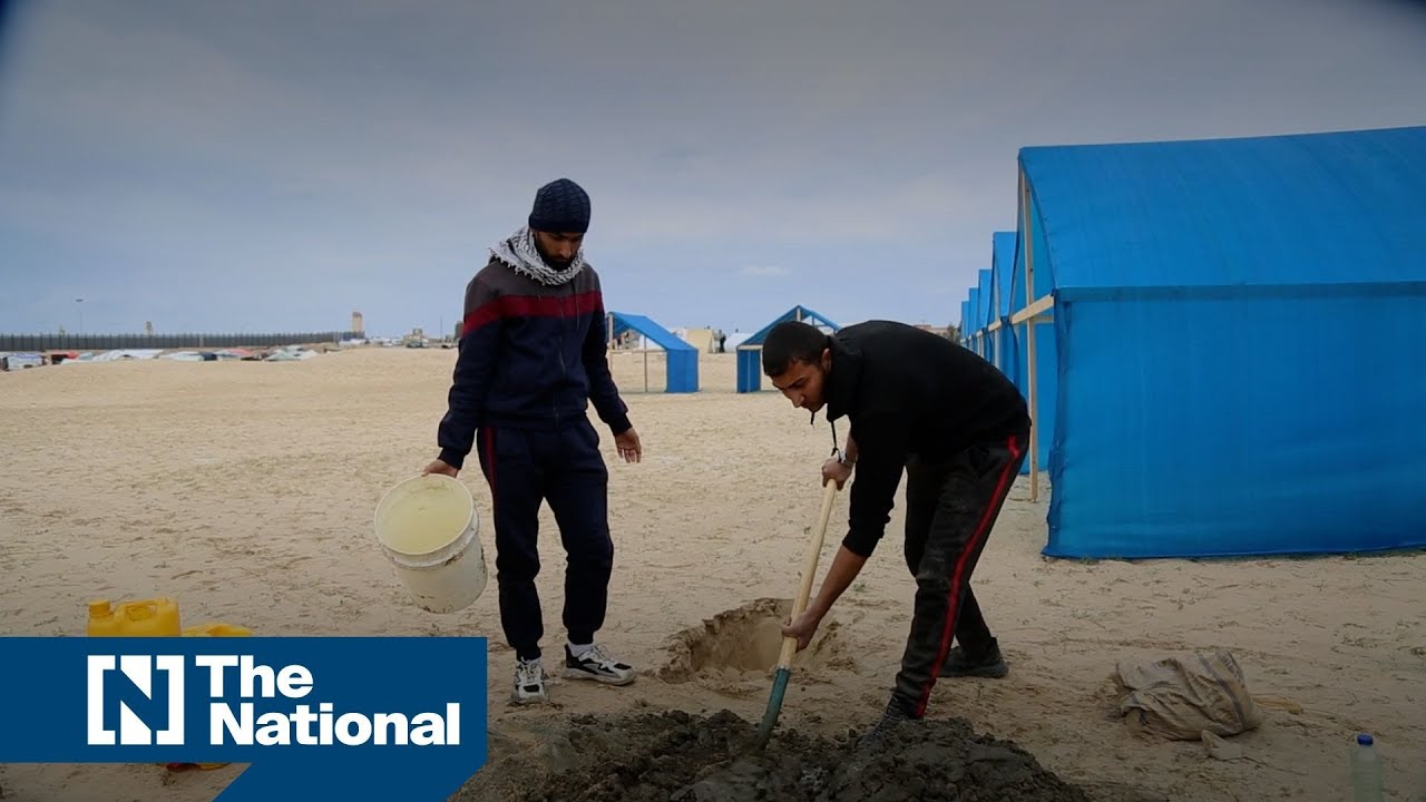 Gazans build makeshift toilets for overcrowded camps - YouTube