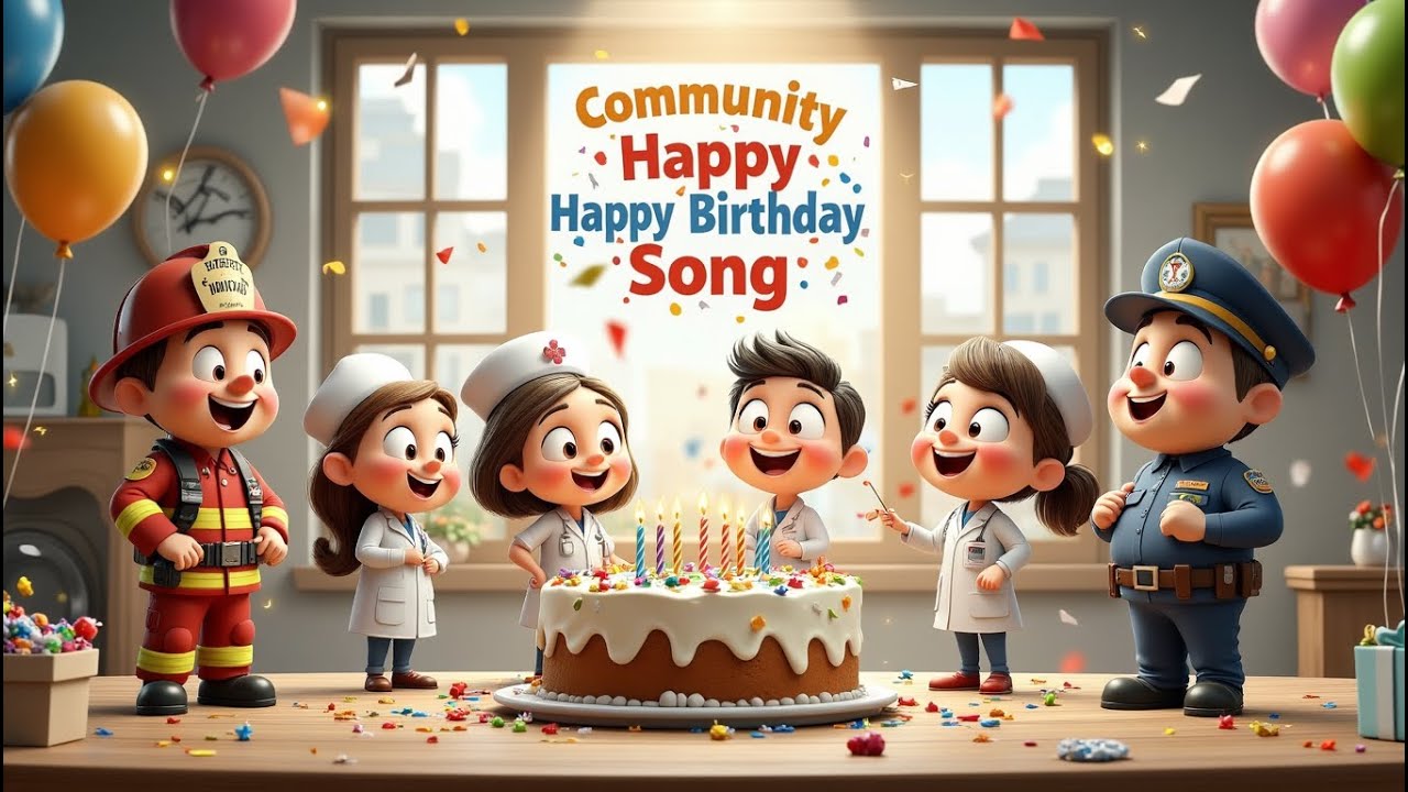 Community Helpers Happy Birthday Song | Fun Animated Kids Song & Sing ...