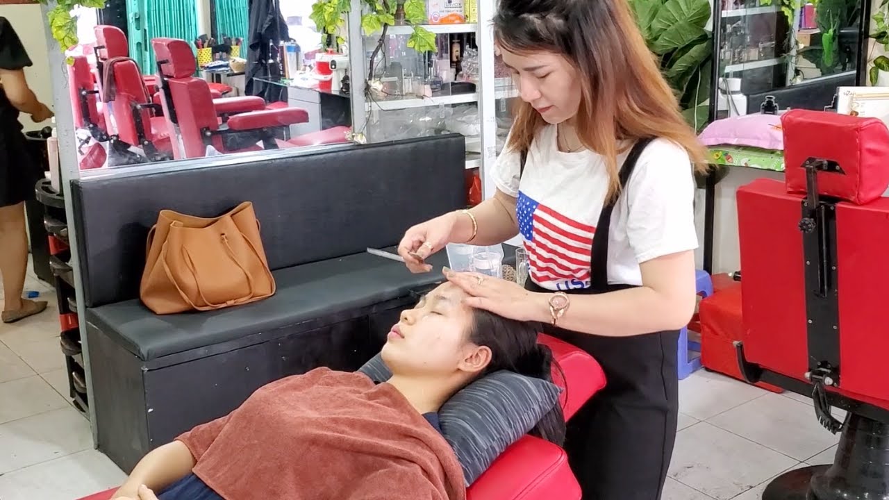 Relaxation service for women, facial shave, face, shoulder, nape , hand massage, Vietnam barber ...