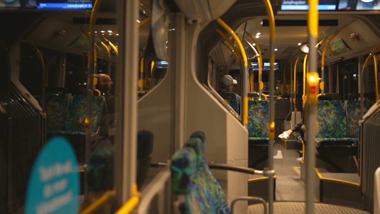 Sweden, Stockholm, bus 1 night ride from Gärdet to Värtavägen ...