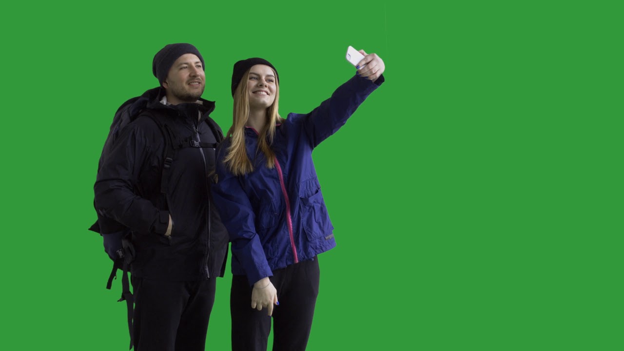 Couple taking picture on travel green screen - YouTube