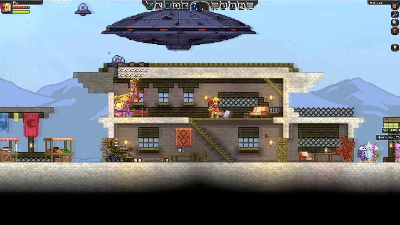 Starbound Beta - UFO Village Attack - YouTube