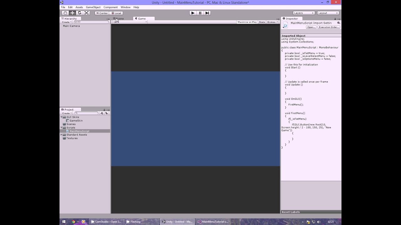 Unity3d Tutorial Creating A Main Menu In C Part 1 Menu Layout Youtube 6495