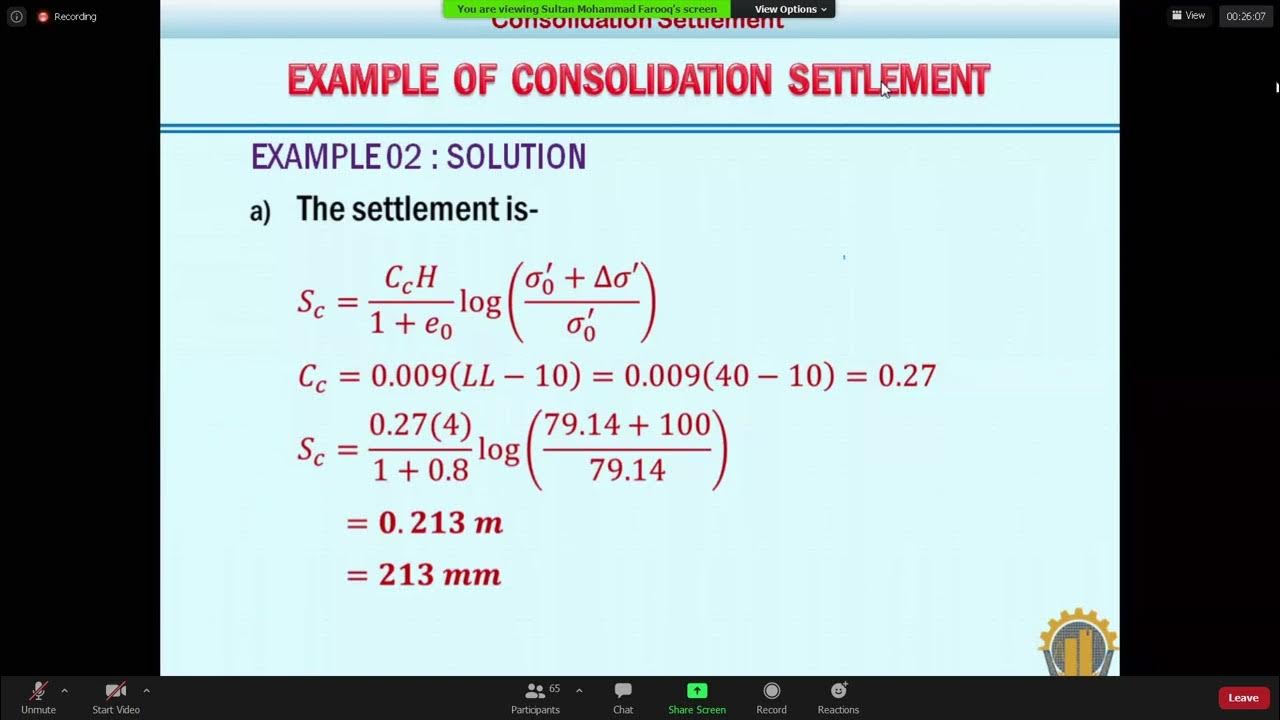 L-2 Compression & Swell Index, Example of Consolidation Settlement // CE-331//SMF//L-3 T-I//22 ...