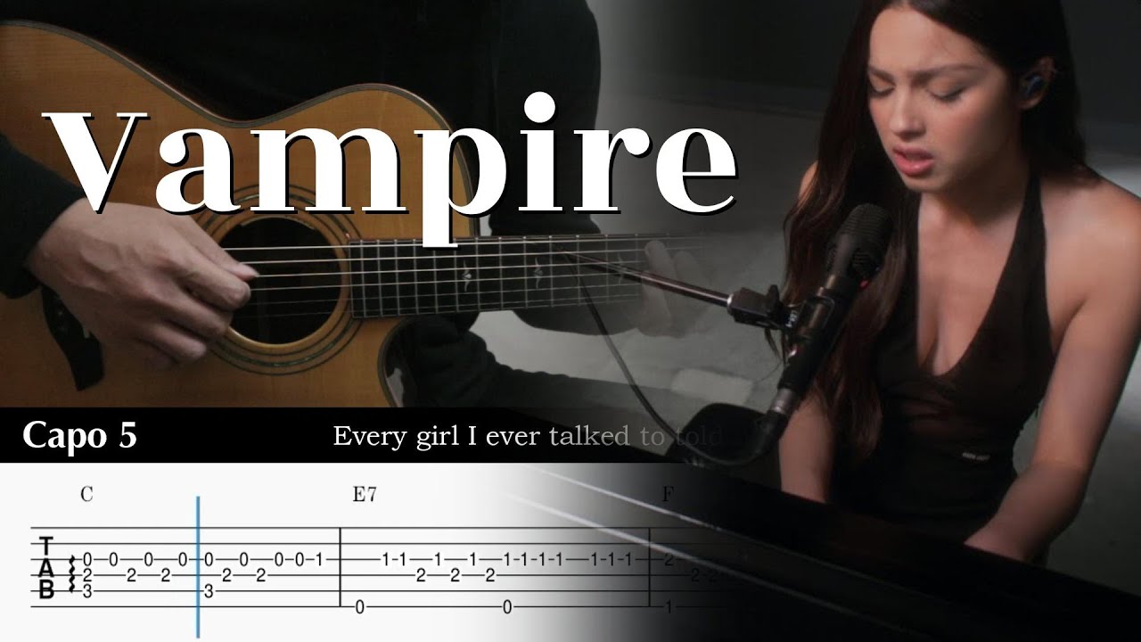 vampire - Olivia Rodrigo - Fingerstyle Guitar TAB Chords - YouTube