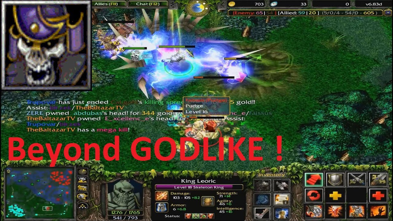 DotA 6.83d - Skeleton King, Leoric Beyond GODLIKE ! - YouTube