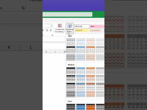 How To Create An Excel Table
