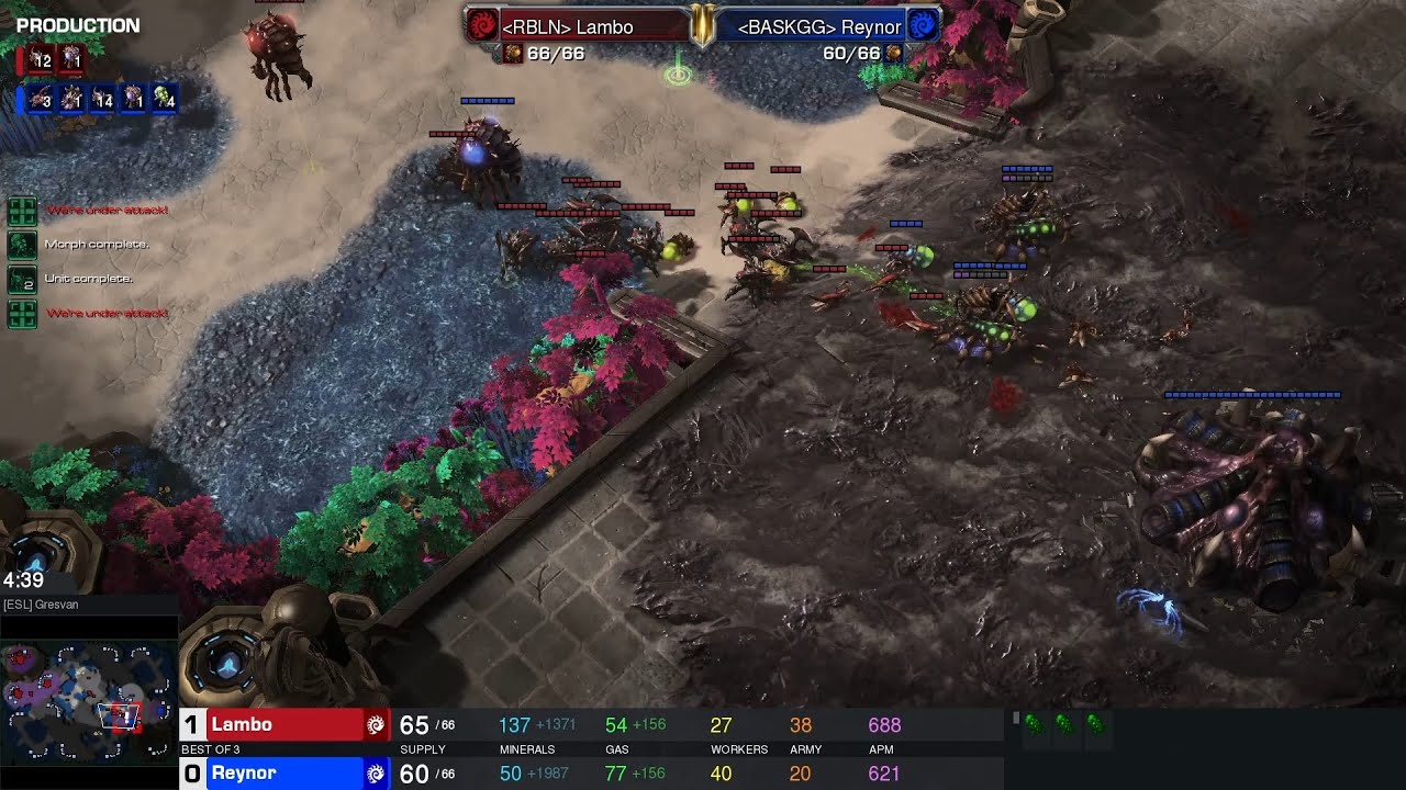 Starcraft II HomeStory Cup XXIII 2023 Jun30 Lambo(Z) v Reynor(Z) Game 1 ...