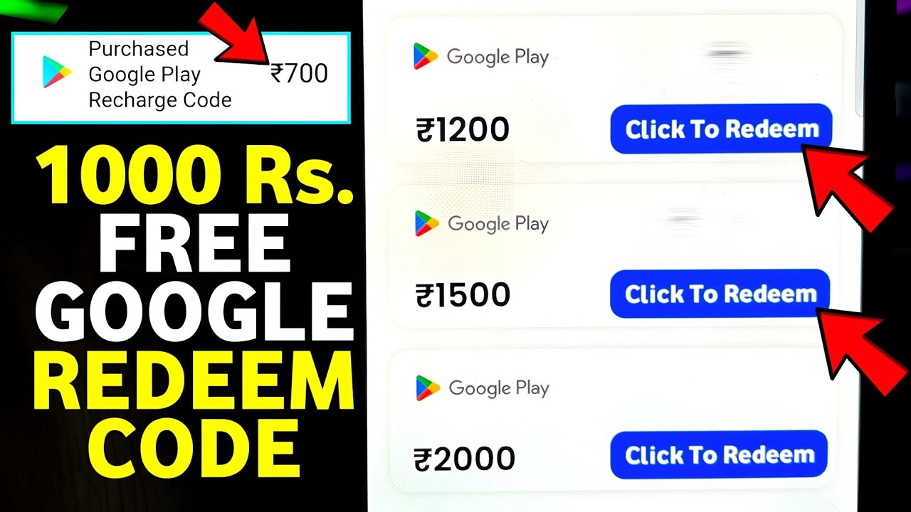 Rs. 1000 FREE REDEEM CODE | FREE GOOGLE PLAY REDEEM CODE | FREE REDEEM ...