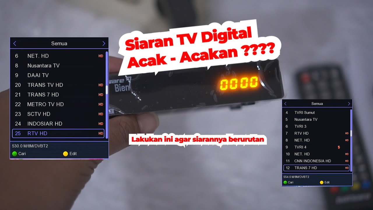 Program TV DIGITAL pada STB ACAK2an / tidak urut - YouTube