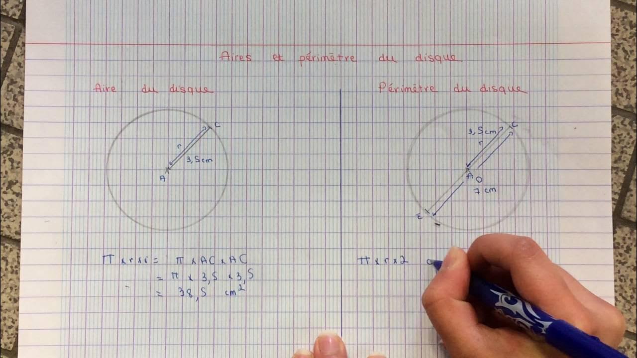 calculer l'aire et le périmètre d'un disque - YouTube