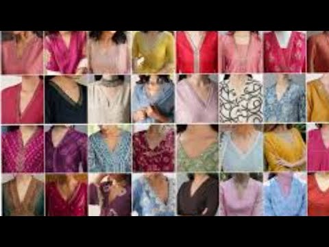 Very Nice Latest & Round V Shape Neck Design With Lace | New Trending ...