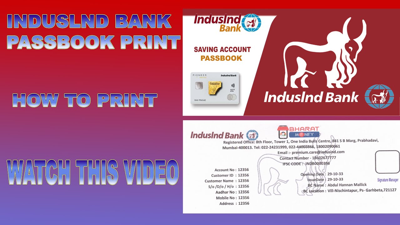 How To Print Induslnd Bank Passbook - YouTube