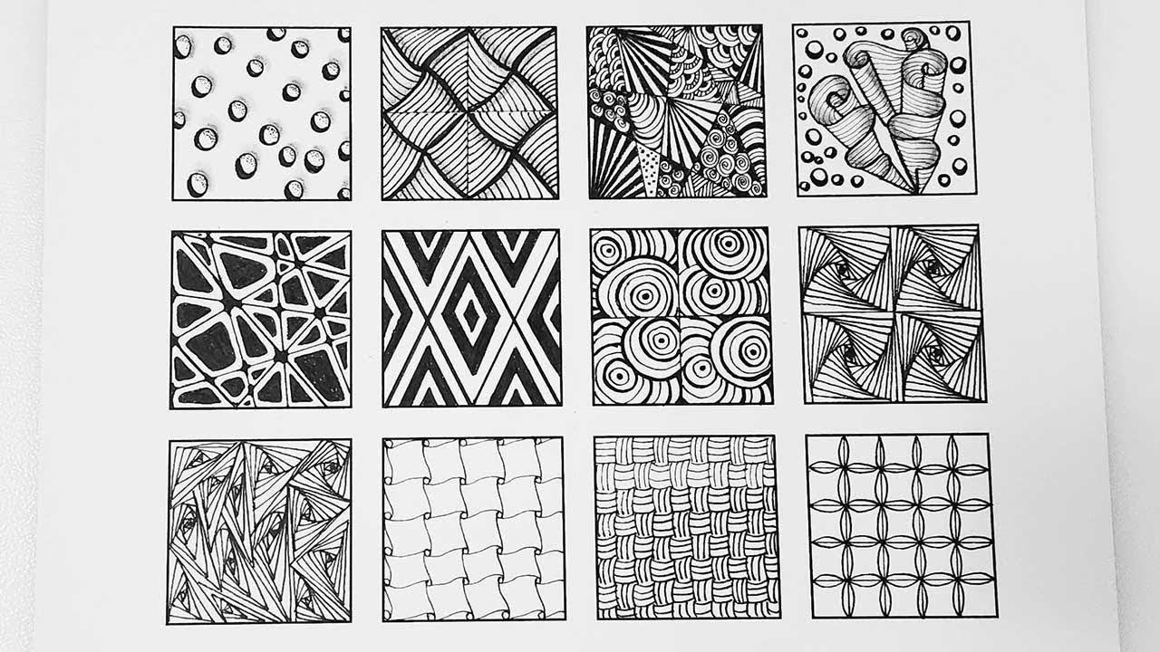 12 Easy Zentangle Doodle Patterns | Zentangle Patterns for Beginners ...