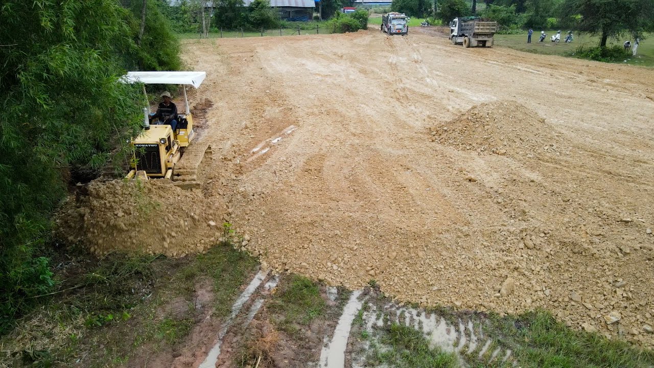 Incredible Excellent Land Filling Up with Bulldozer Pushing Soil and ...