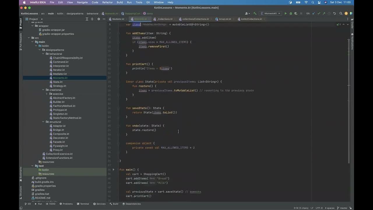 Momento Design Pattern in Kotlin - Part 2 - YouTube