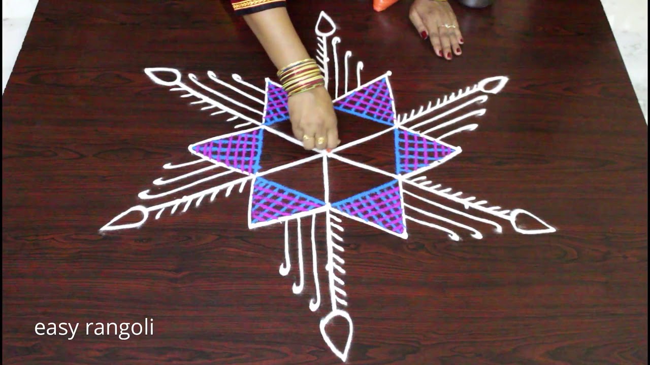 how to draw easy rangoli colour * latest small muggulu patterns2018 ...
