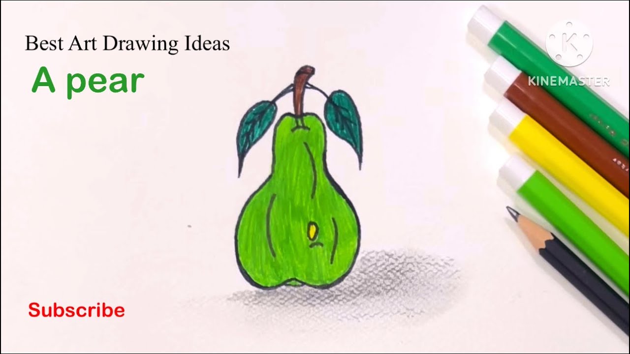 How to draw a pear drawing . Easy simple drawing step by step . - YouTube