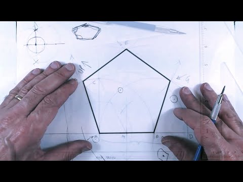 Construction of pentagon with compass and straight edge - YouTube