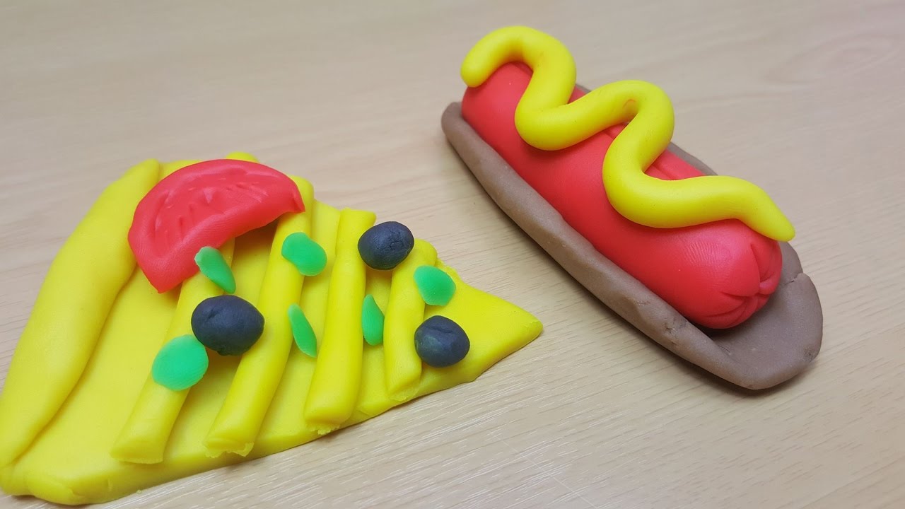 Play Doh Lunchtime Creation, Hog Dog And Pizza Toy Food | Kid Play Doh ...