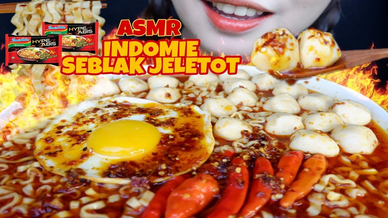 TEAM INDOMIE MERAPAT ️| ASMR INDOMIE SEBLAK JELETOT + BASO IKAN | Asmr ...