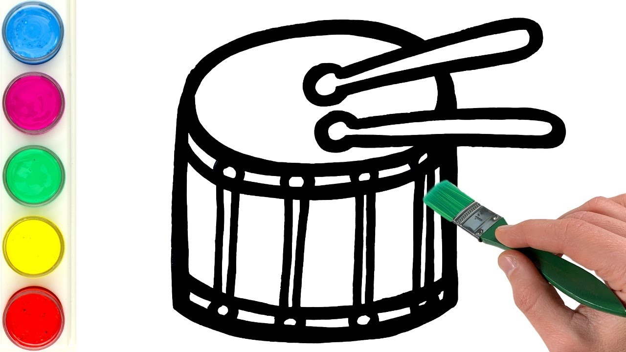 Drum Drawing, Painting, Coloring for Kids & Toddlers | Basic Drawing ...